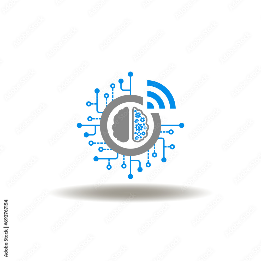 Vecteur Stock Vector illustration of processor with brain, circuit ...