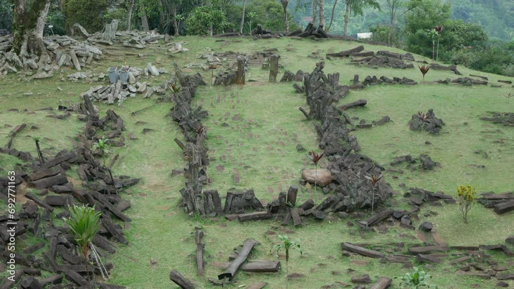 Megalithic sites Gunung Padang, Cianjur, West Java, Indonesia. carbon ...
