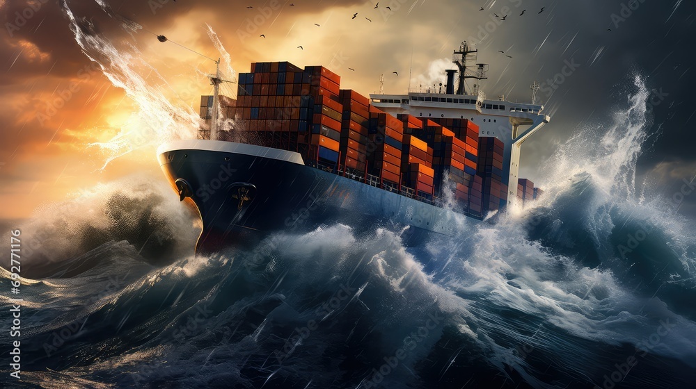 transportation container ship cargo illustration logistics export ...