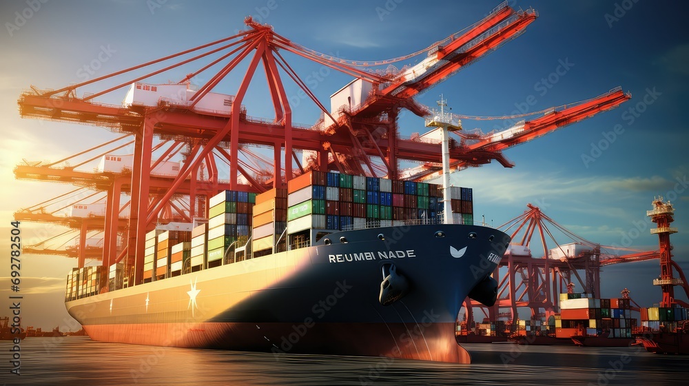 ping international ship cargo illustration logistics export, import ...