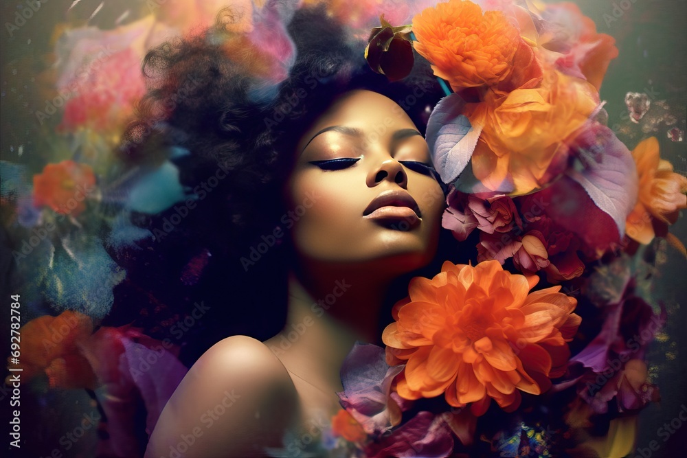 flowers woman Black portrait beauty fashion Dreamy curvy flower nature ...