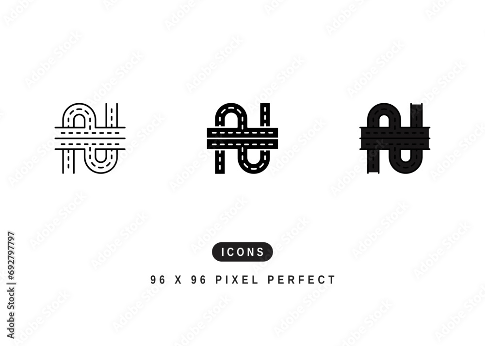 Freeway Icon. Highway Road Bridge Pictogram Graphic Illustration ...