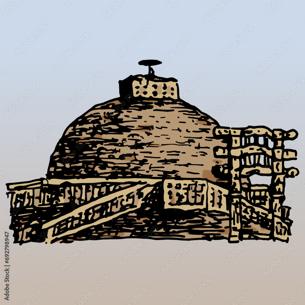 The little Stupa No. 3 at Sanchi, Madhya Pradesh. Ancient Buddhist ...