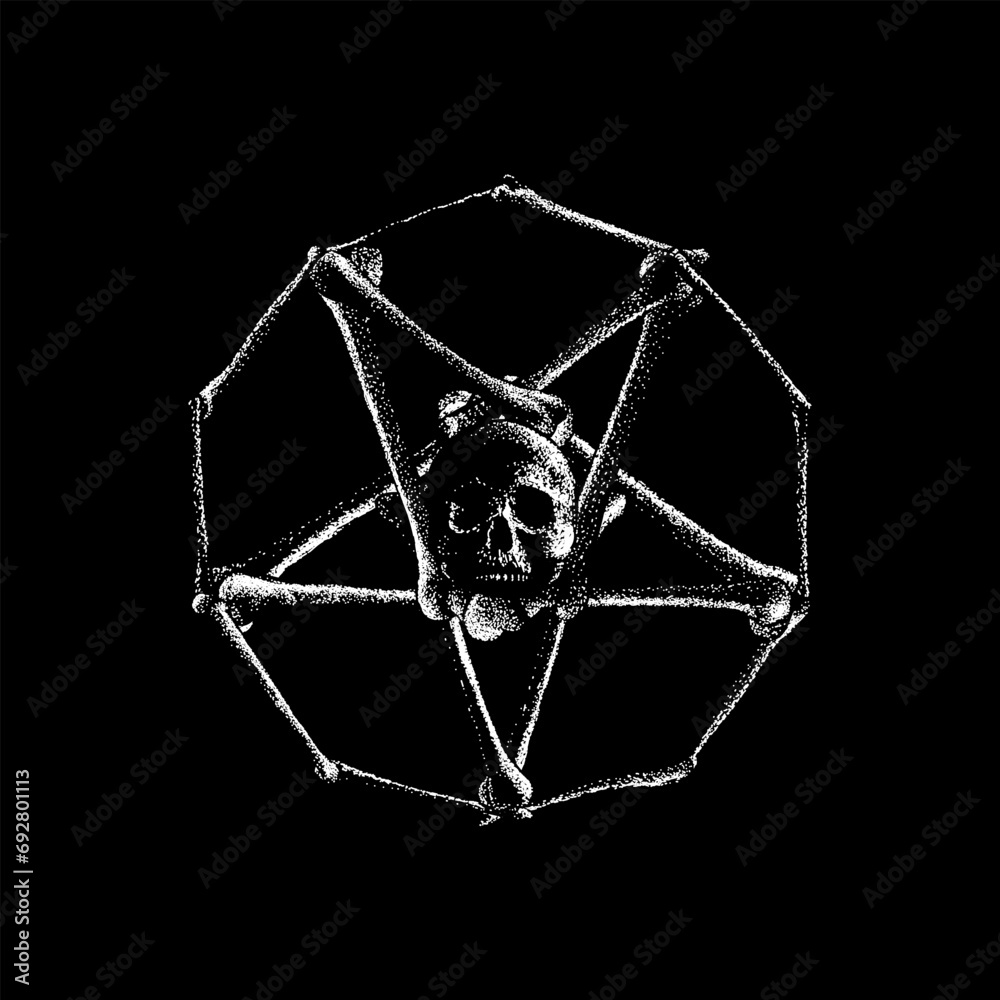 skull and bones star inverted hand drawing vector isolated on black ...