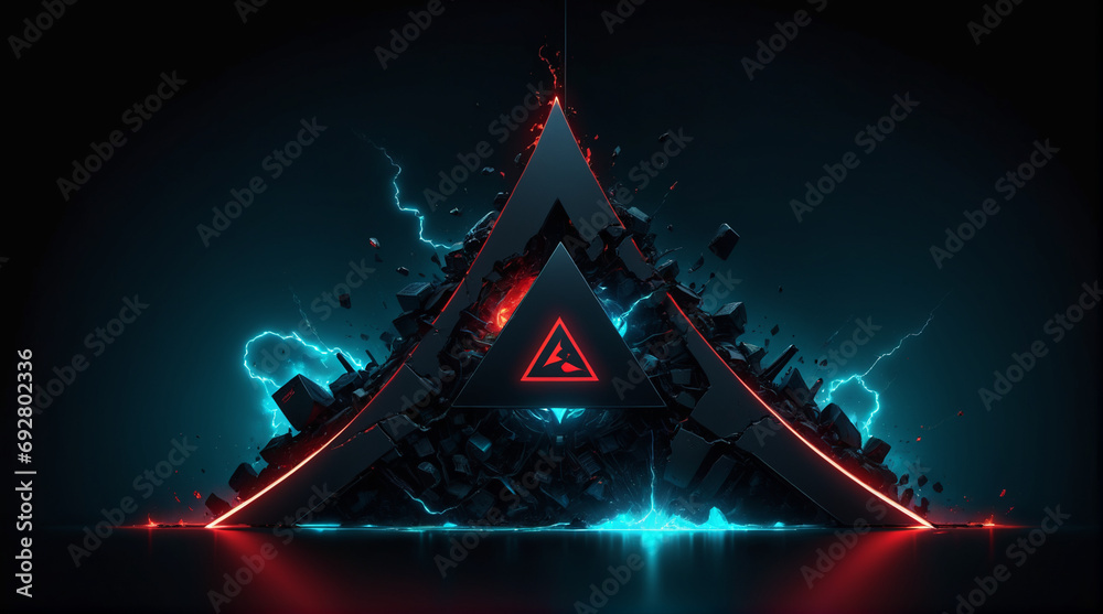 Red and blue abstract triangle background,neon lightning background ...