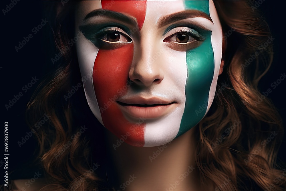 italy flag colors painted face woman italian paint patriotism colours ...