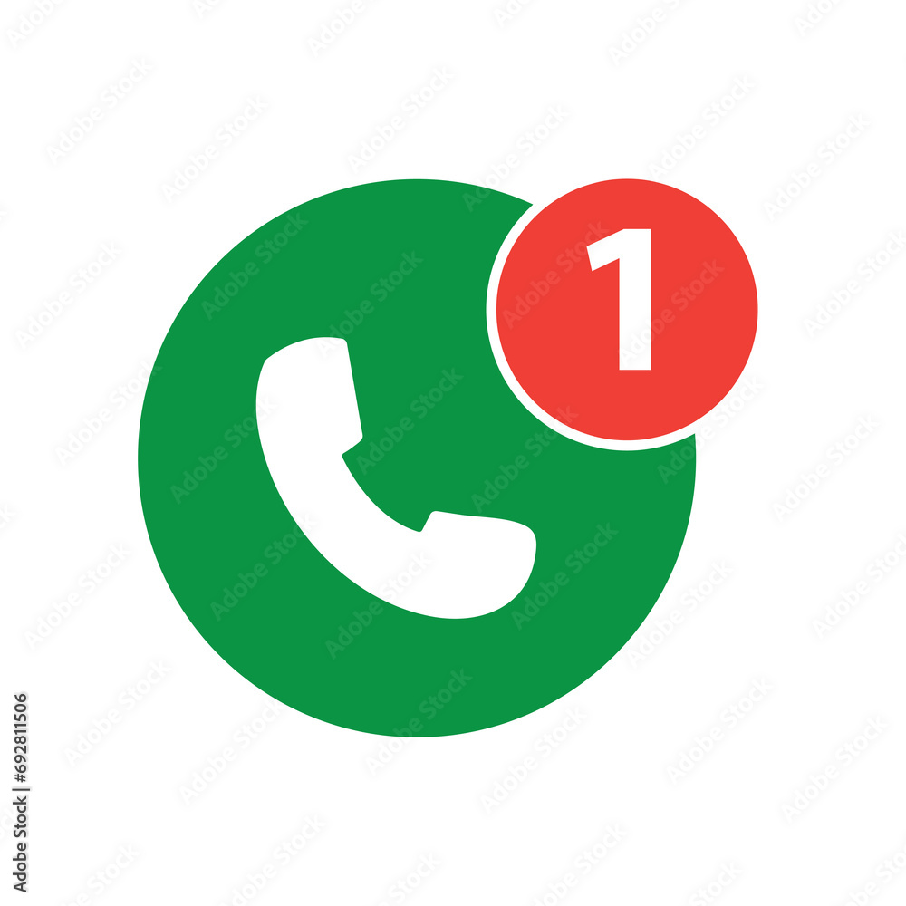 Phone icon, one missed call sign, flat trendy style illustration on ...