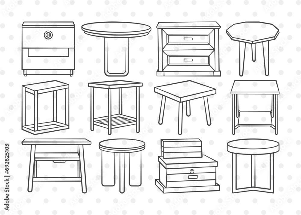 Side Table SVG, Side Table Clipart, Round Table Svg, Decorative Table ...