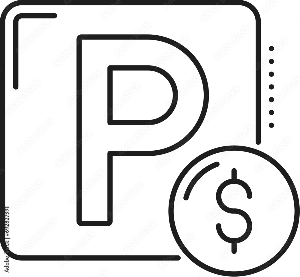 Garage service and parking line icon indicating vehicle maintenance and ... Garage service and parking line icon indicating vehicle maintenance and ...