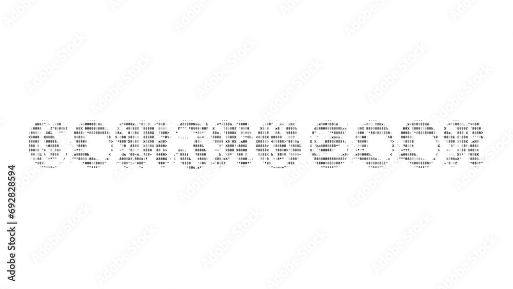 Coming soon ascii animation loop on white background. Ascii code art ...