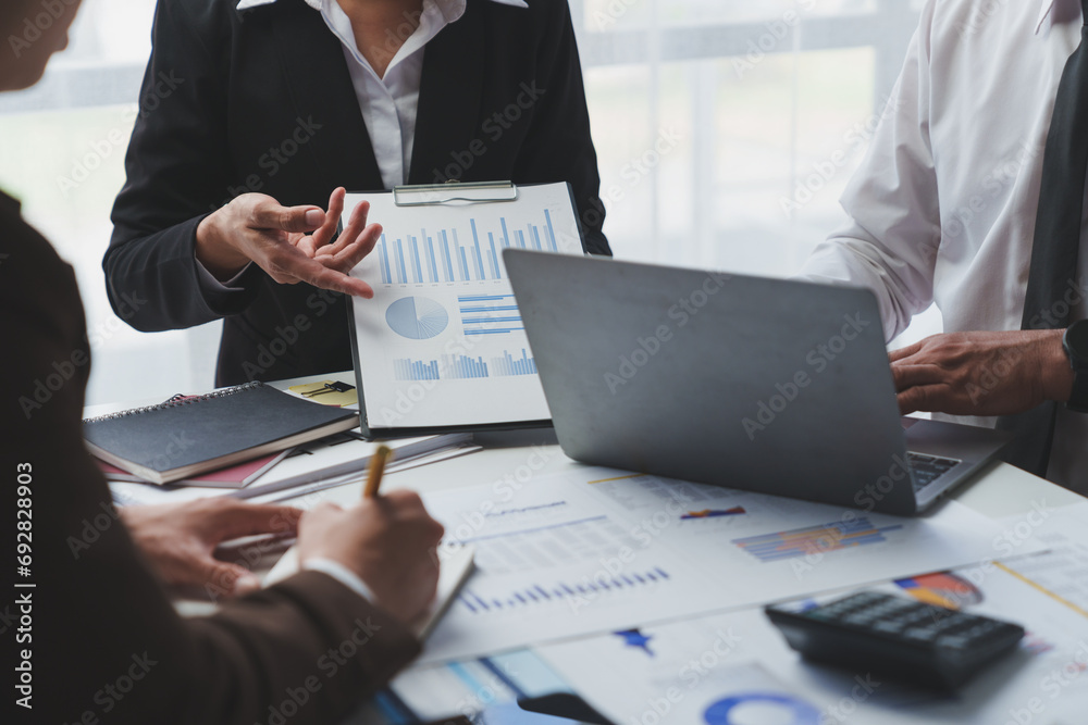 Team meeting, working together, communication concept in business ...