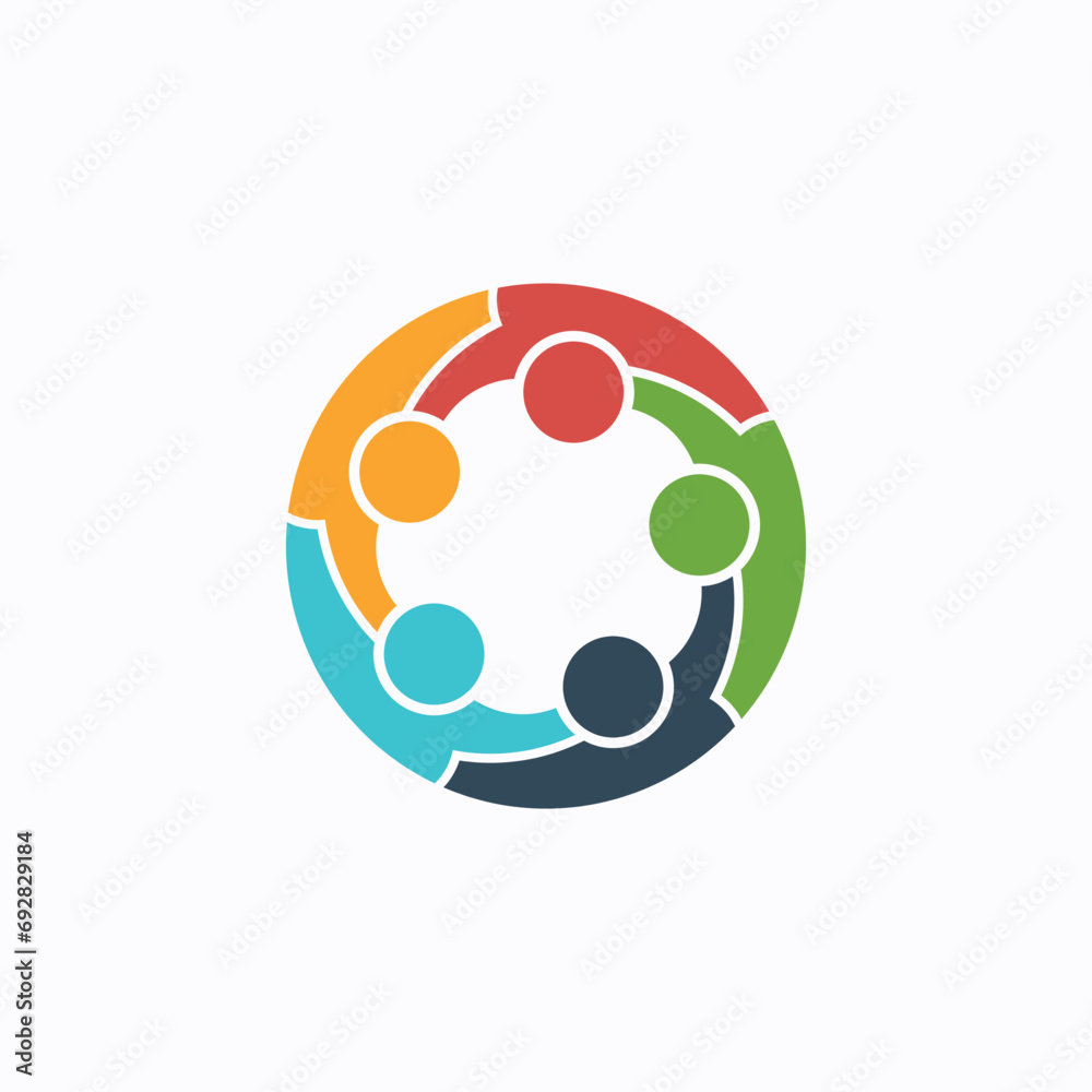 Community Unity Logo - Five Colorful Figures in a Circular Family ...