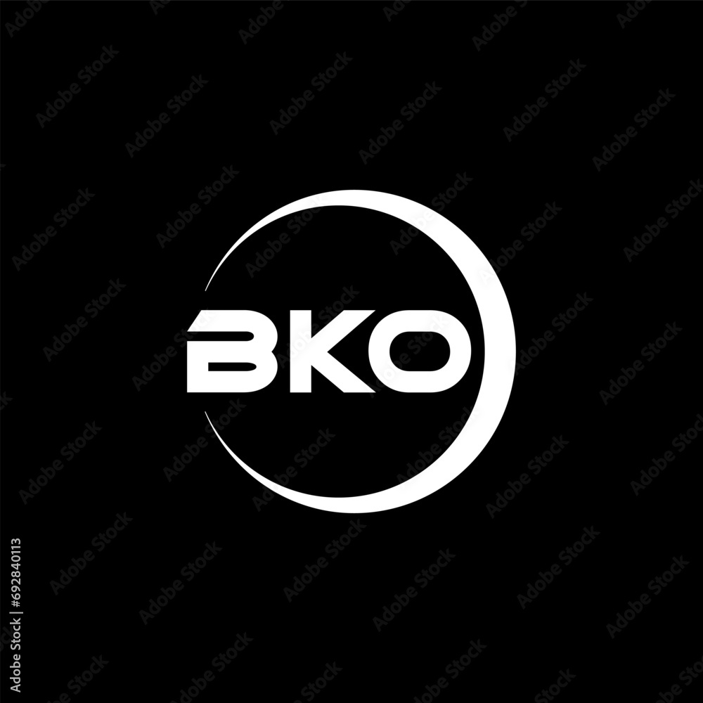 BKO letter logo design with black background in illustrator, cube logo ...