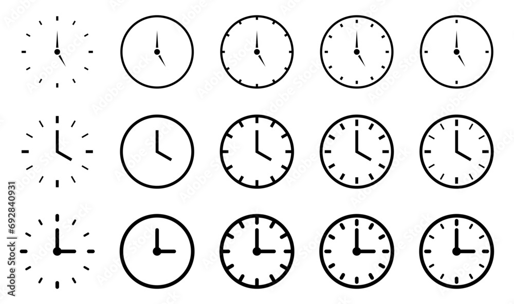 time symbol clock set icon. vector isolated on white background. design ...