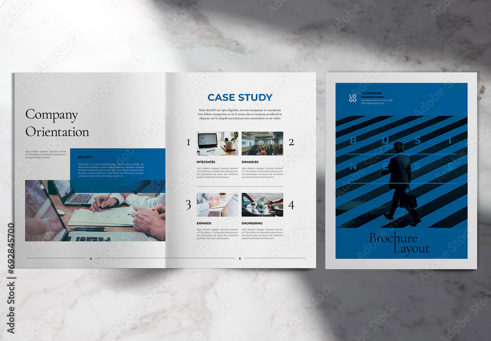 Blue Business Brochure Layout Stock Template | Adobe Stock