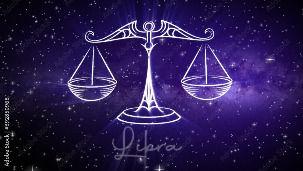 Astrological star sign for Libra, with a shimmering symbol on a deep ...