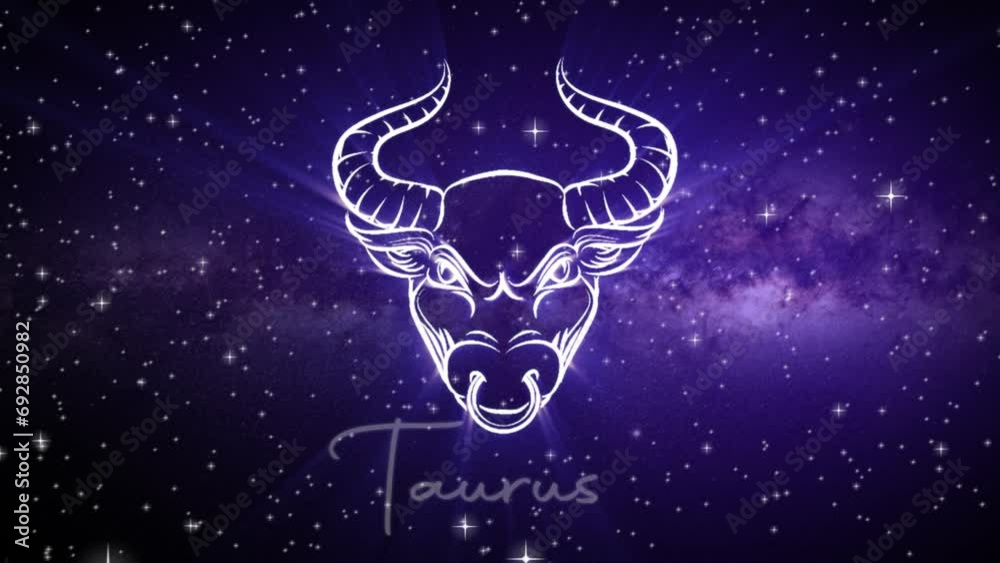 Astrological star sign for Taurus, with a shimmering symbol on a deep ...