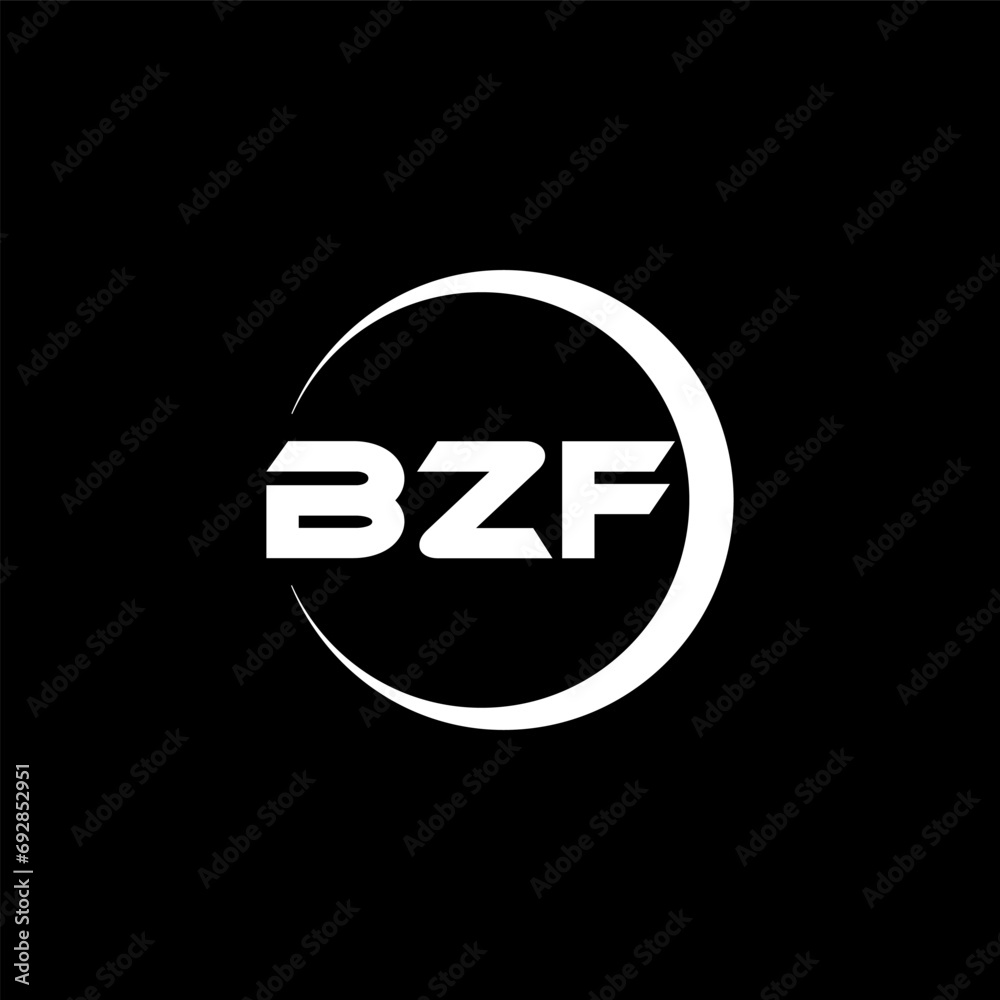 BZF letter logo design with black background in illustrator, cube logo ...