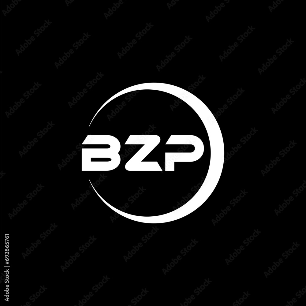 BZP letter logo design with black background in illustrator, cube logo, vector logo, modern ...
