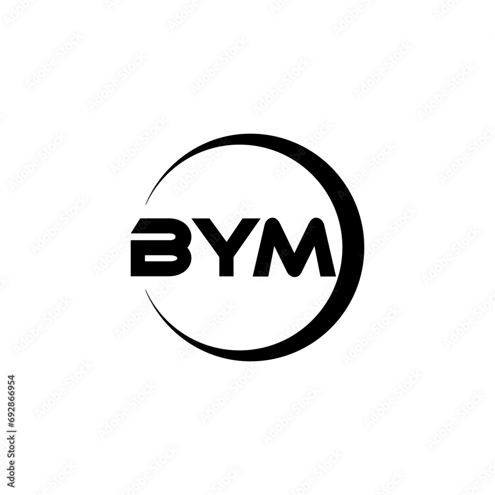 BYM letter logo design with white background in illustrator, cube logo ...