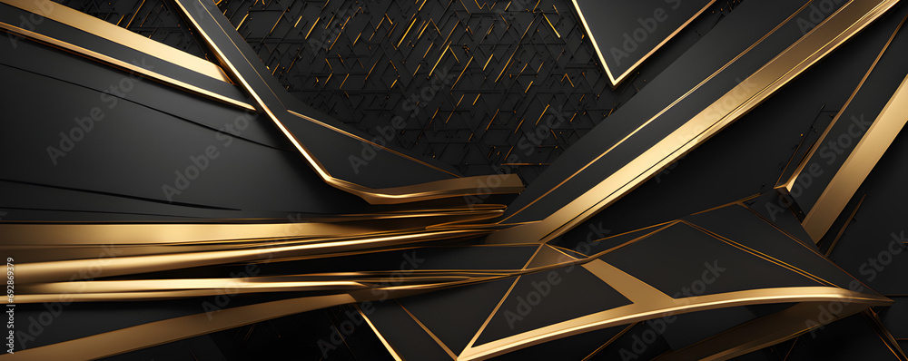 Abstract black metal background image of golden light lines with Dark ...