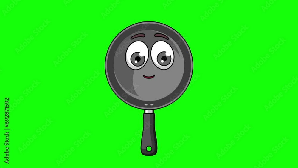frying pan cartoon character with a saluting face, emoji emoticon ...