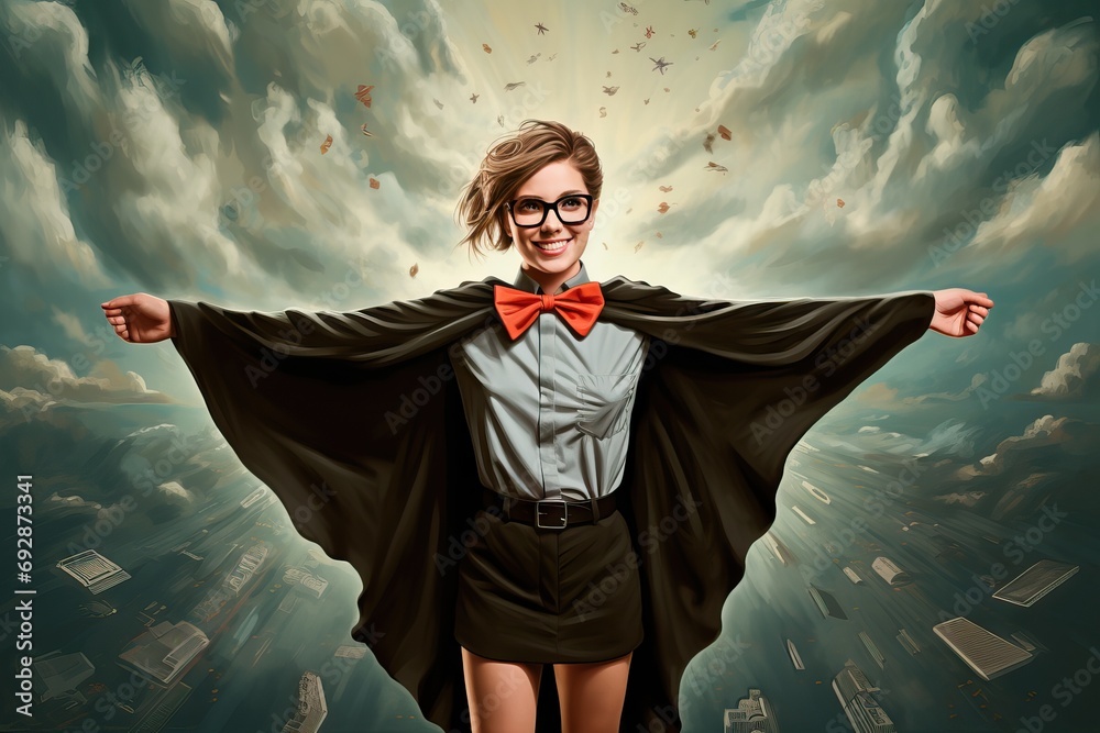 powerful confident successful cape drawing blackboard student teacher ...