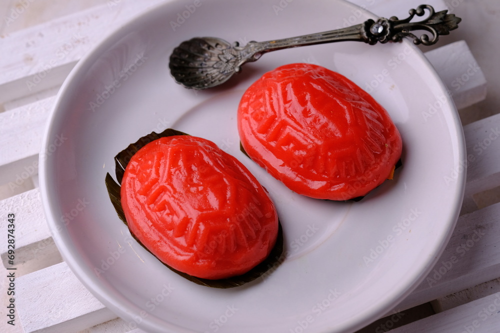 Ang ku kueh, also known as red tortoise cake, is a small round or oval ...