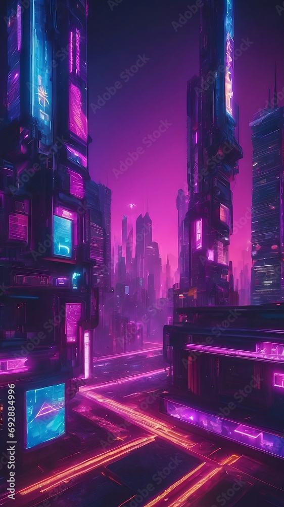 city at night, city night with a beautiful car, purple city, portrait ...