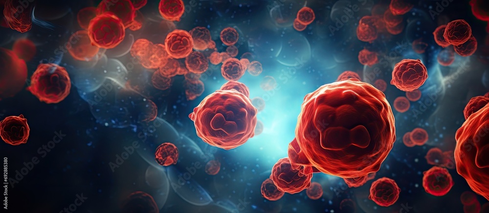 Abnormal cancer cells observed in human blood cells. Stock Illustration ...