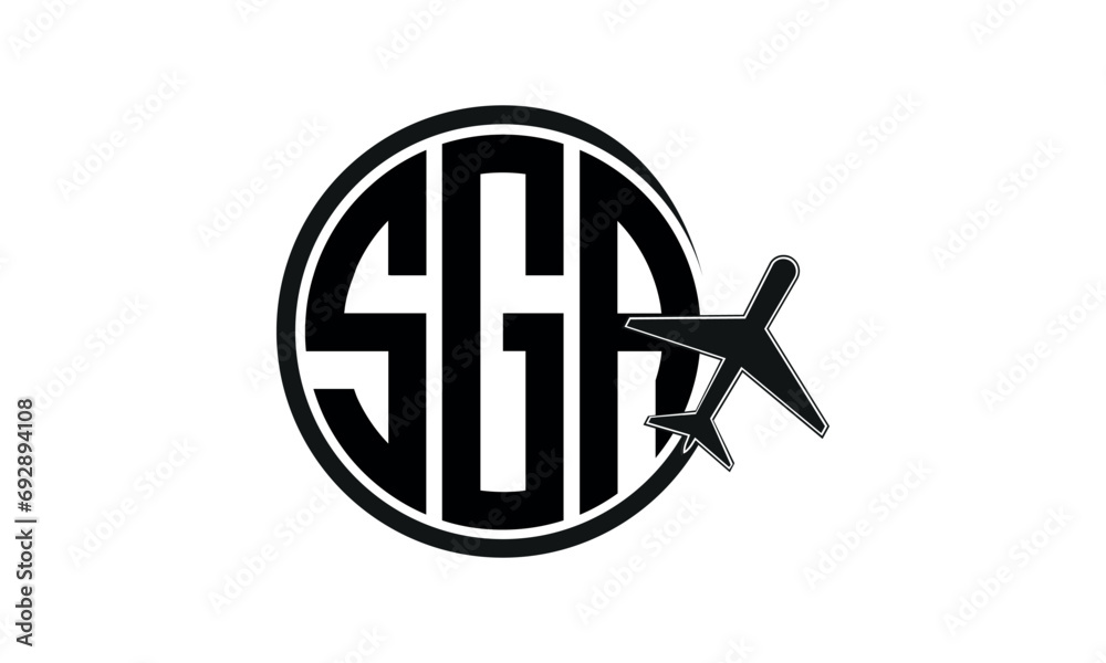 SGA three initial letter circle tour & travel agency logo design vector ...
