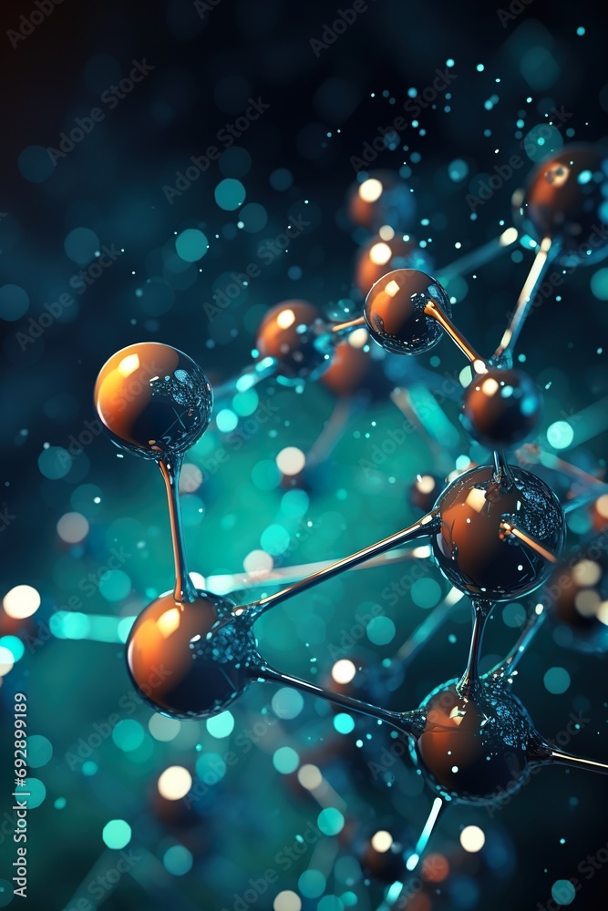 Illustration of a molecular structure model with atoms and bonds ...