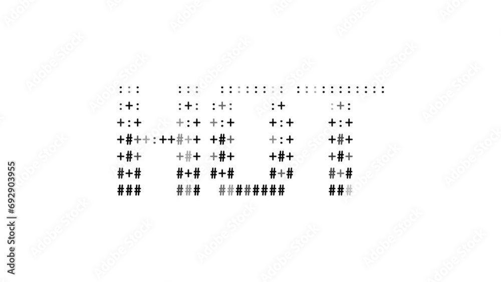 Hot ascii animation loop on white background. Ascii code art symbols ...