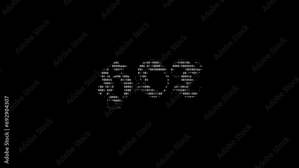 Hot ascii animation loop on black background. Ascii code art symbols ...