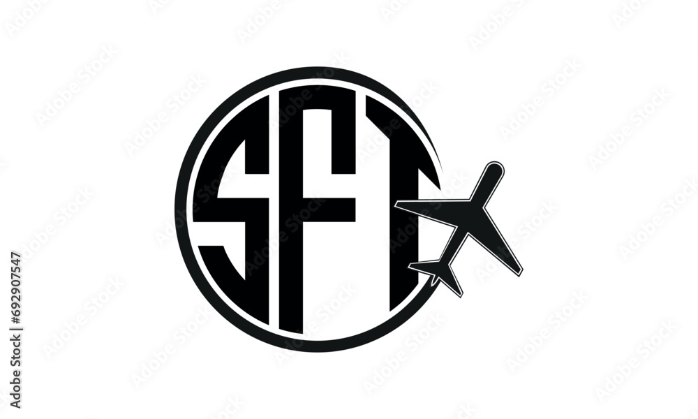 SFT three initial letter circle tour & travel agency logo design vector ...