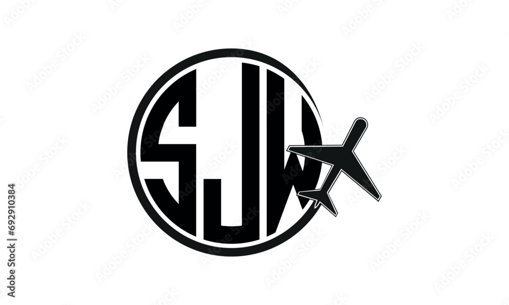 SJW three initial letter circle tour & travel agency logo design vector ...