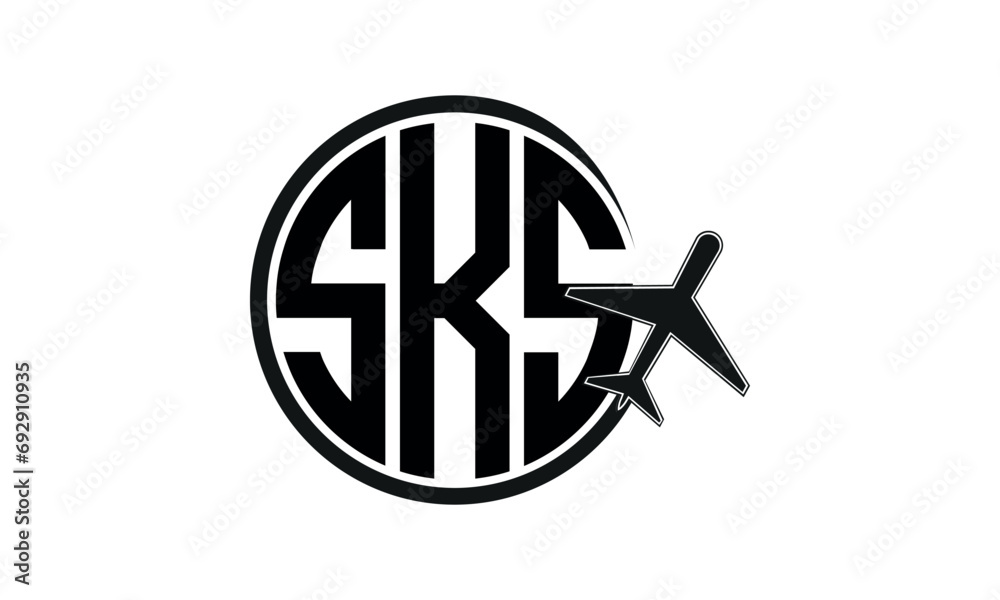 SKS three initial letter circle tour & travel agency logo design vector ...