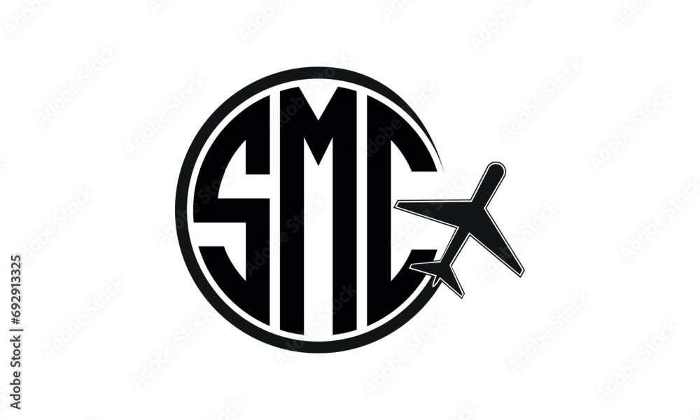 SMC three initial letter circle tour & travel agency logo design vector ...