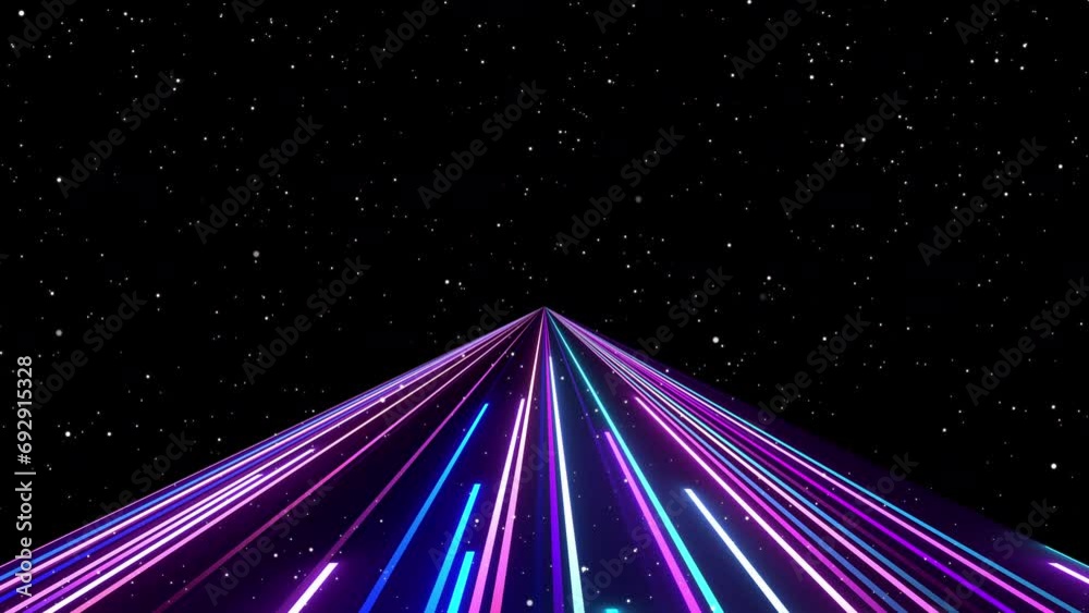 4K of Traveling through star fields space colorful light glowing. Space ...