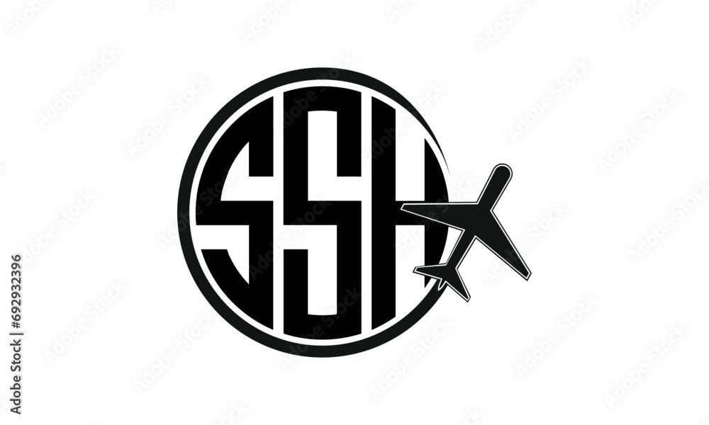 SSH three initial letter circle tour & travel agency logo design vector ...