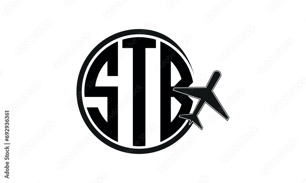 STB three initial letter circle tour & travel agency logo design vector ...