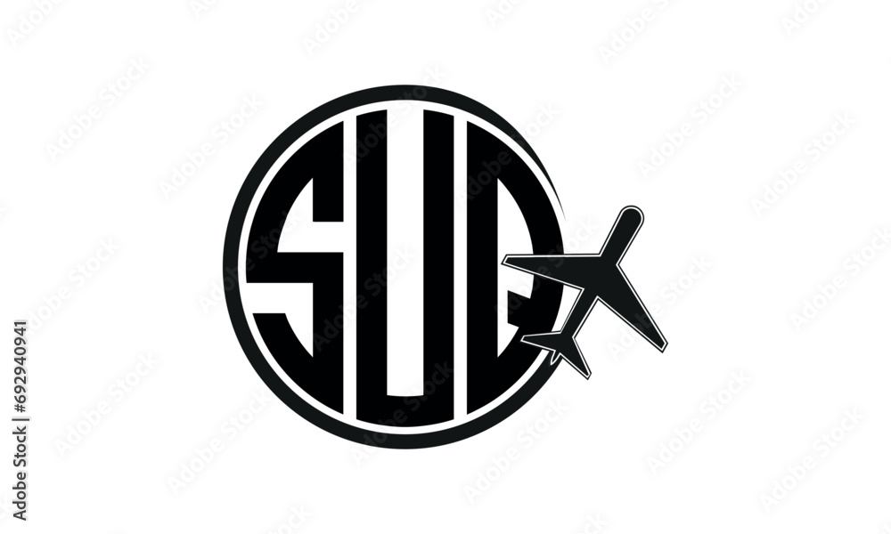 SUQ three initial letter circle tour & travel agency logo design vector ...