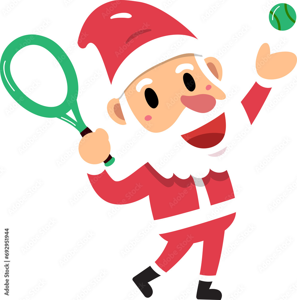 Cartoon santa claus playing tennis for design. Stock Illustration ...