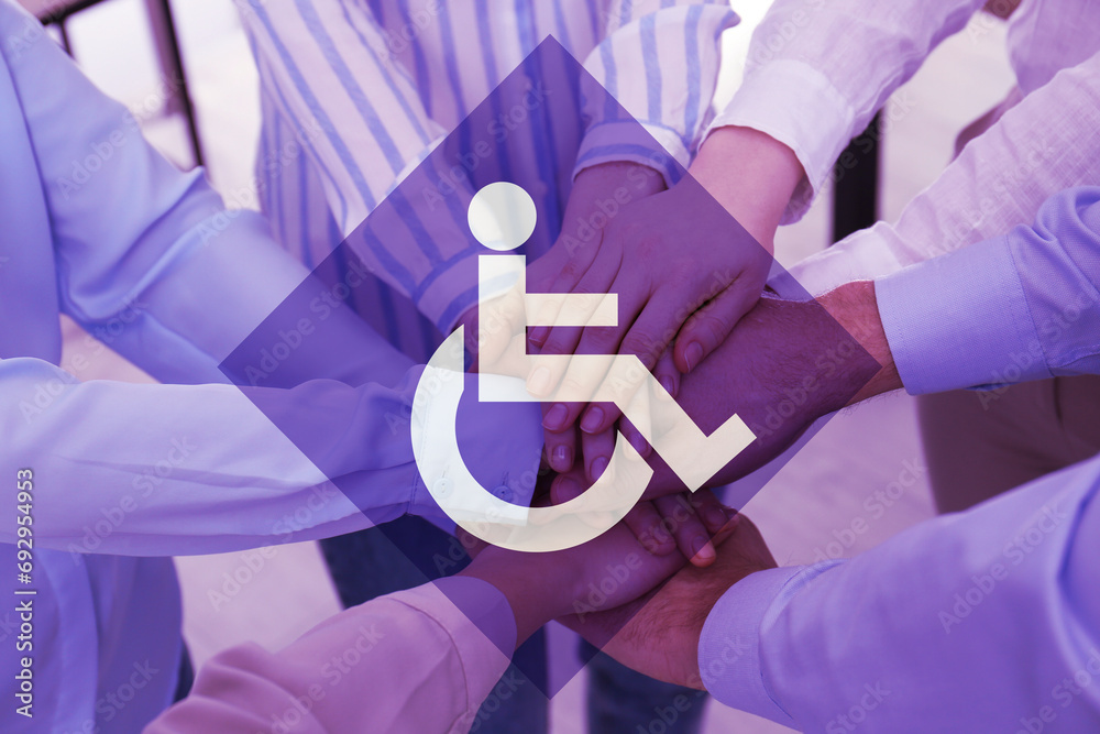 Inclusive workplace culture. International symbol of access. People ...