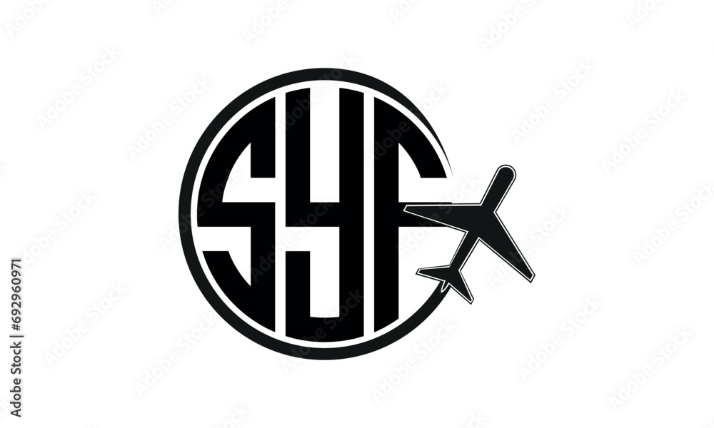 SYF three initial letter circle tour & travel agency logo design vector ...