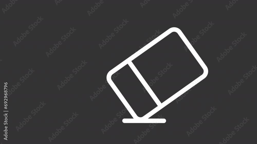 2D white creative thin line animation of eraser, HD video with ...