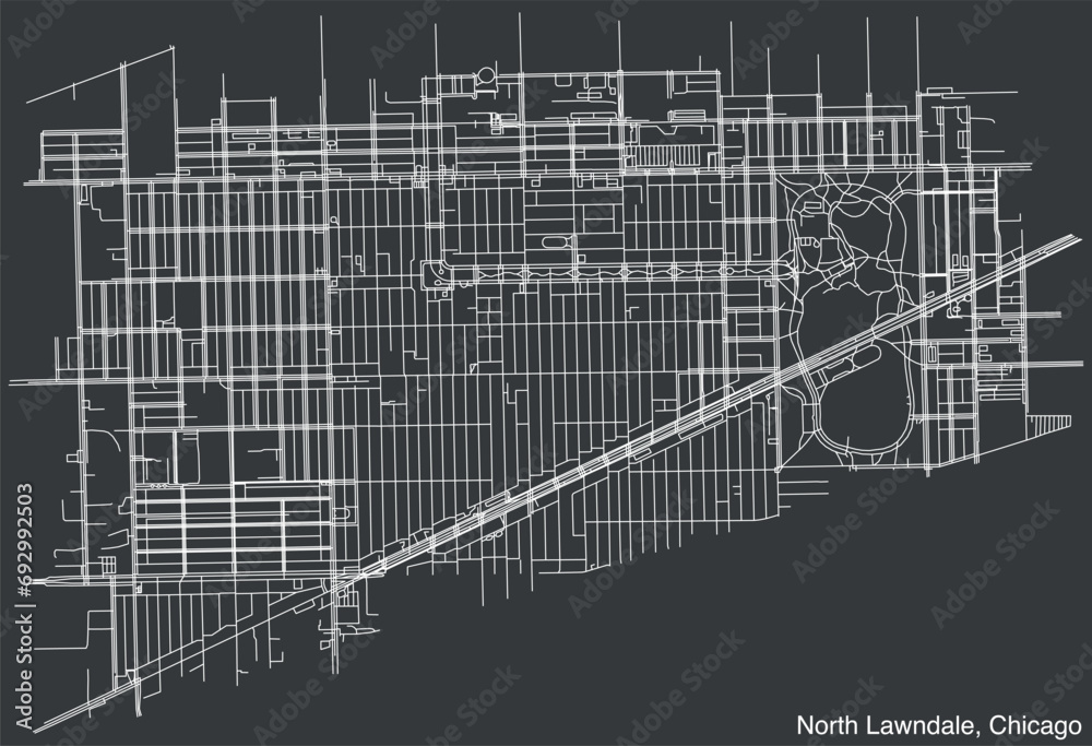 Detailed hand-drawn navigational urban street roads map of the NORTH ...