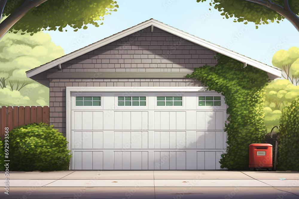 A typical garage door background. A typical American white garage door ...