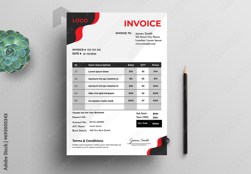 Enterprise Invoice Layout Stock Template | Adobe Stock