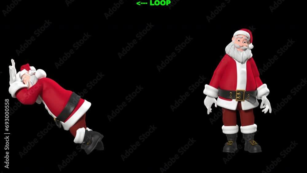 3D Animated Cartoon Santa Claus Pushing Invisible Objects With Their ...